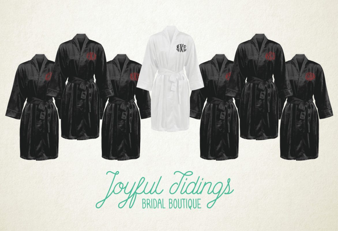 FREE ROBE Set of 7+ Personalized Black Velvet Fleece Robes – Joyful ...