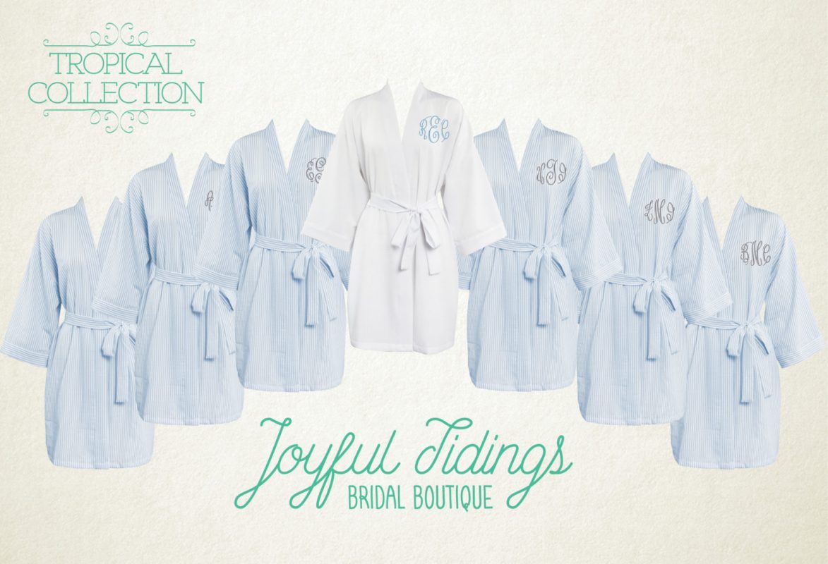 FREE ROBE Set of 7+ Personalized Classic Blue Stripe Seersucker Plisse ...